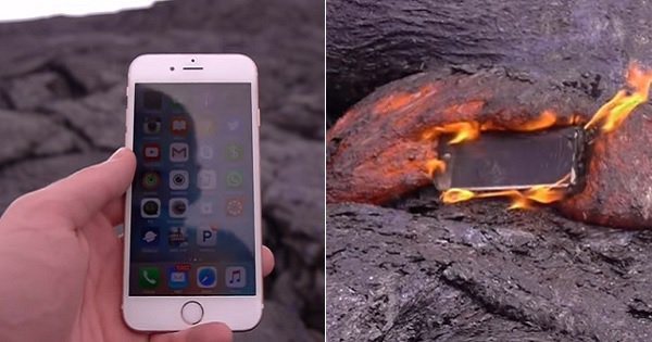 This Crazy Guy Drops His Brand New Rose Gold iPhone 6S Into Molten Lava ...