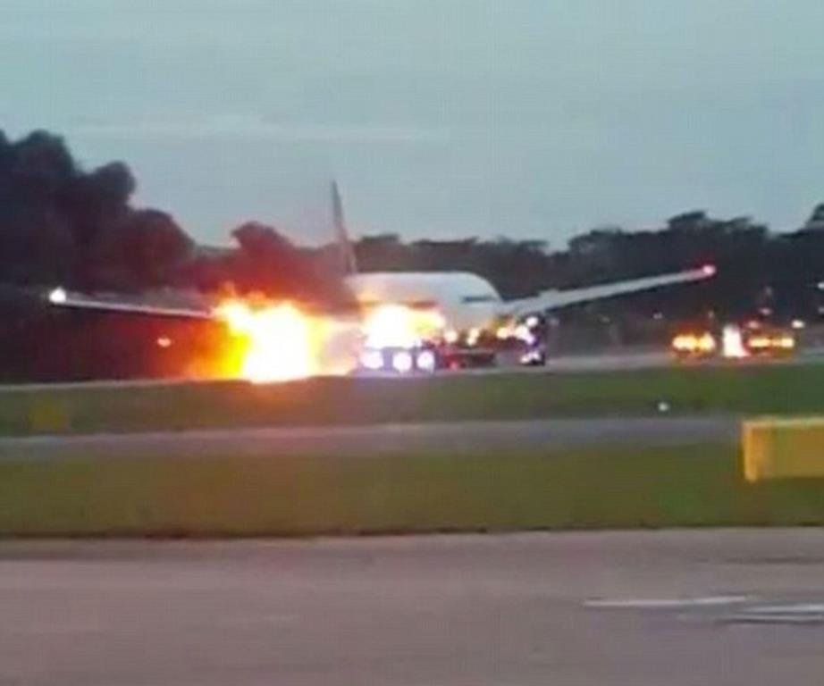 Singapore Airlines Plane Catches Fire During Emergency Landing At