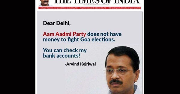 Someone Photoshopped A Fake TOI Front Page Ad With Kejriwal & Twitter ...