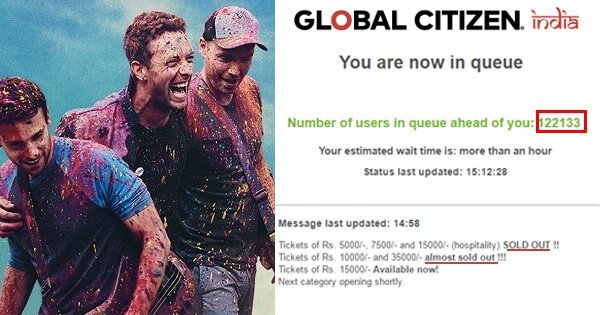 In Just 4 Hours, Coldplay Tickets Are Almost Sold Out With A 1,20,000 ...