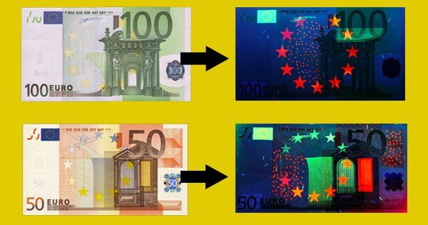 This Is What Euro Notes Look Like Under UV Light. But There’s An ...