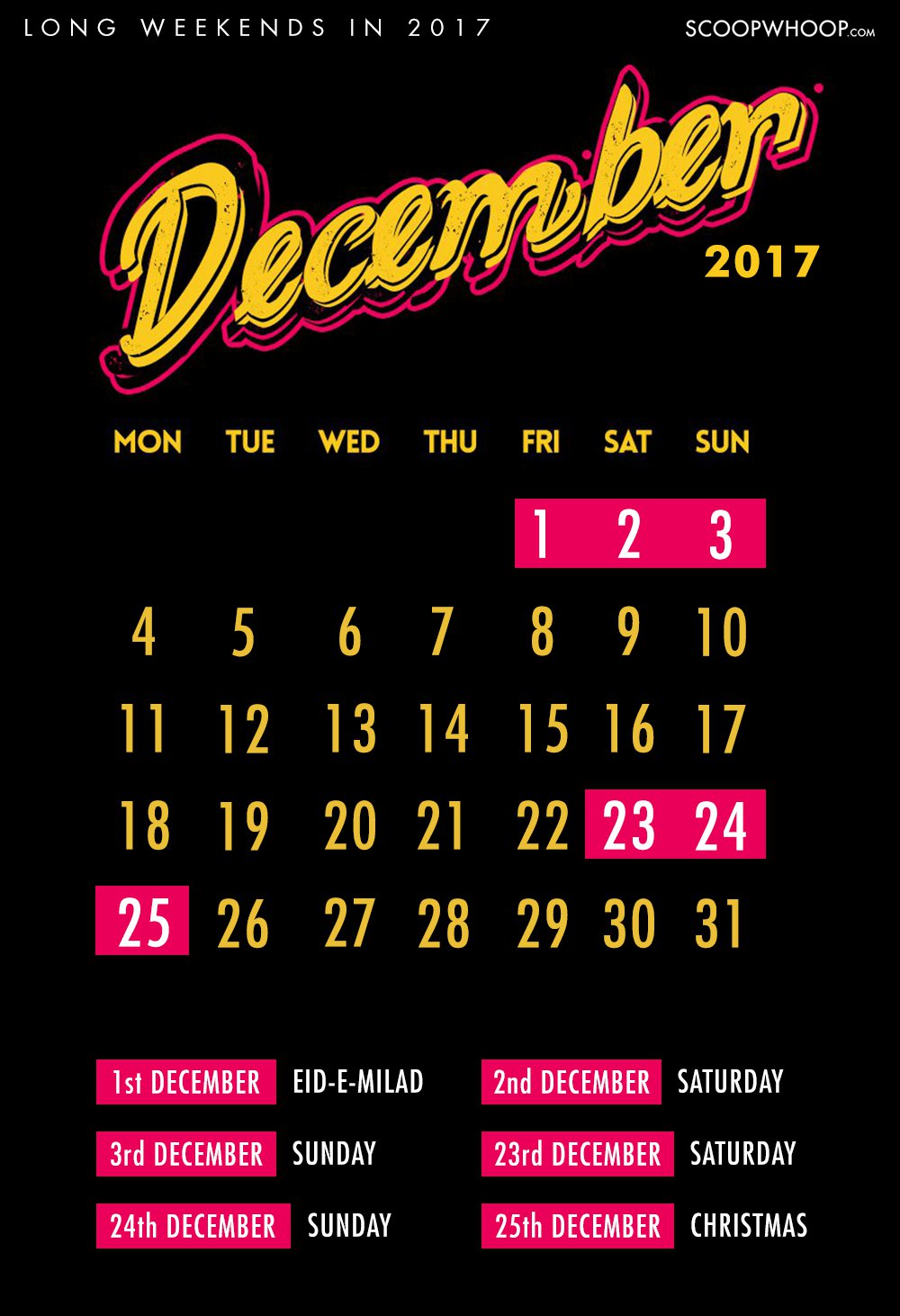 Here’s A List Of All The Long Weekends In 2017. Plan Your Holidays ...