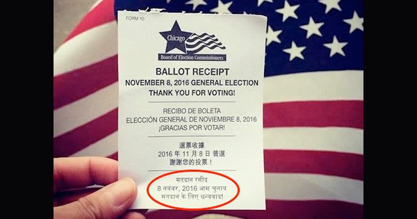 This Year’s US Ballot Receipt Featured A Hindi Message & It’s Getting ...