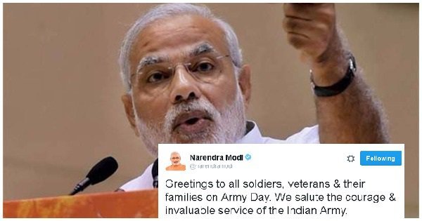 PM Modi Salutes Courage Of Soldiers & Veterans On Occasion Of Army Day