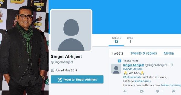 Singer Abhijeet Bhattacharya Returns On Twitter, Days After His Account ...
