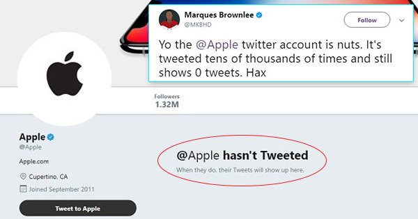 Apple’s Twitter Account Is Tweeting But You Can’t See Any Of Its Tweets ...