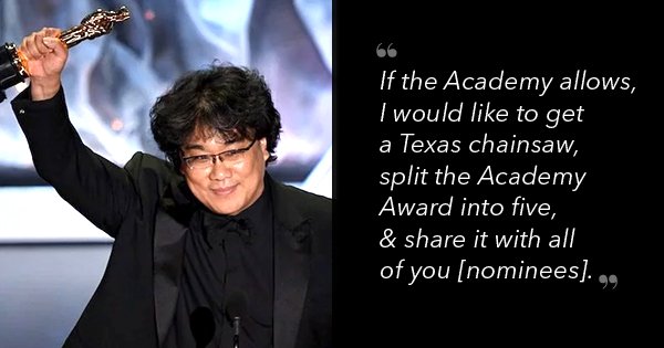 'Parasite' Director Bong Joon-Ho's Oscar Acceptance Speech Was A Lesson ...
