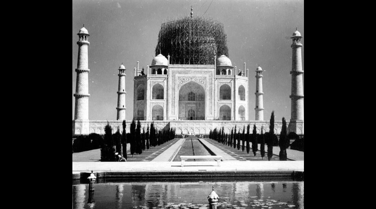Rare Pic Of Taj Mahal Covered With Thick Bamboo Sticks. Here's Why