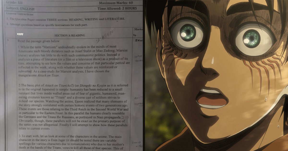 Anime 'Attack On Titan' Is Now On An Indian Question Paper And Students ...
