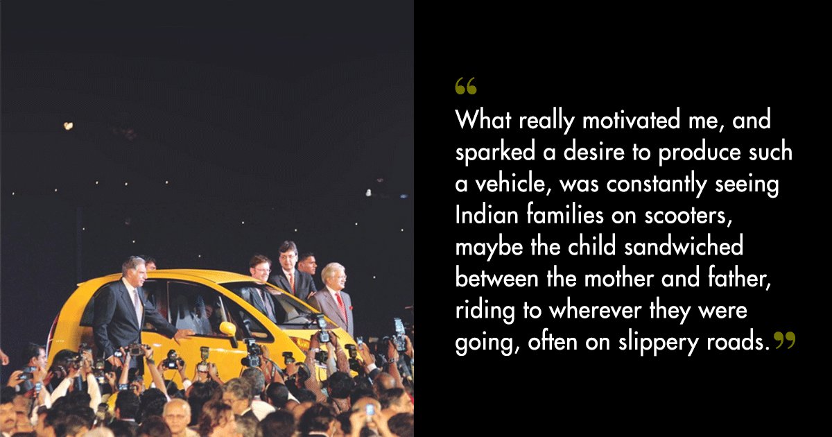 Ratan Tata Reveals What Motivated Him To Launch Nano In A Heartfelt ...