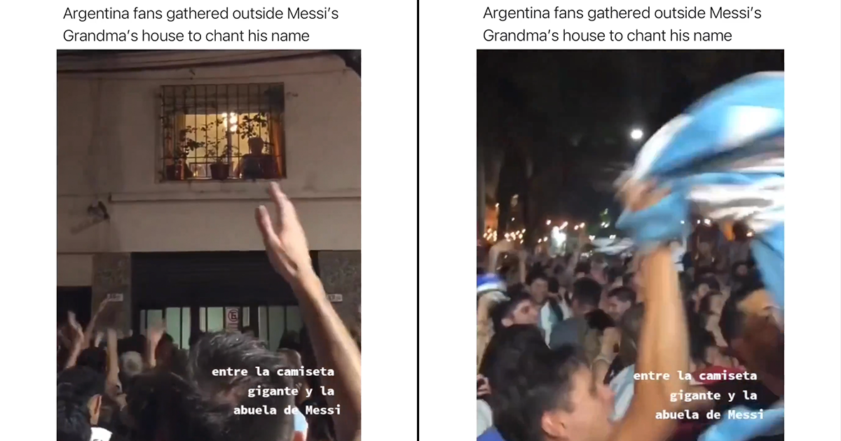 Messi Fans Chant His Name Outside Grandmother's Old House
