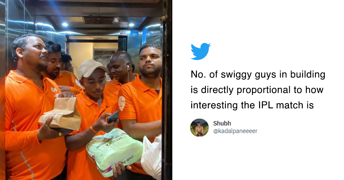 Food Delivery Executives Waiting In An Lift Amid IPL