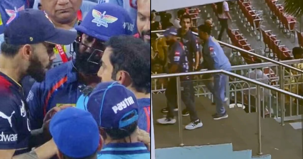 Gautam Gambhir Gives A Death Stare To The Crowd Chanting ‘Virat Kohli’ As He Climbes The Stairs ...