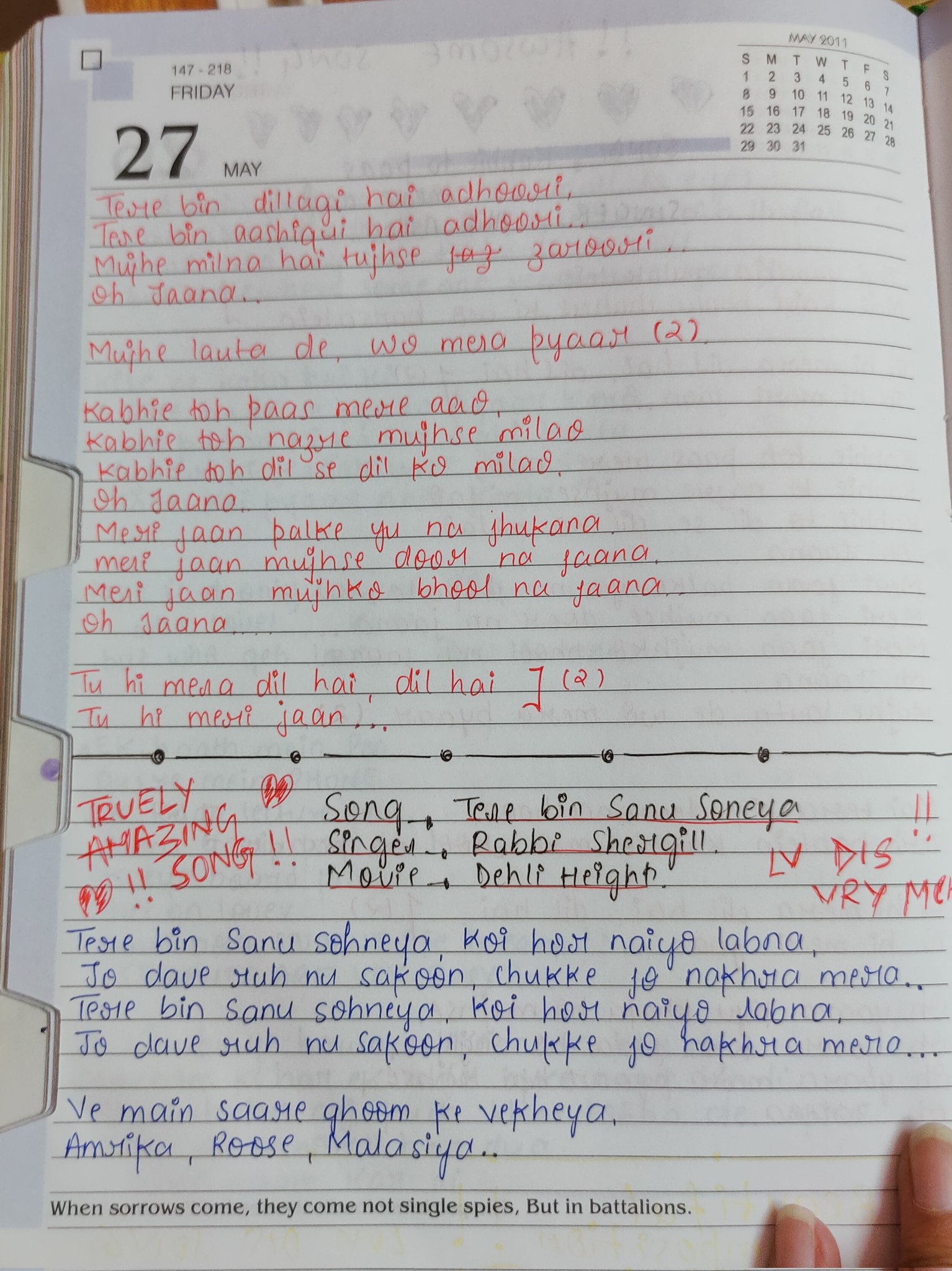 Twitter Is Feeling Nostalgic Of Handwritten Lyrics In Diaries