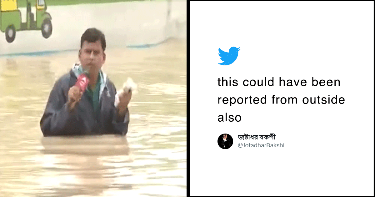 Journalist Stood In Neck-Deep Water To Report Delhi Floods