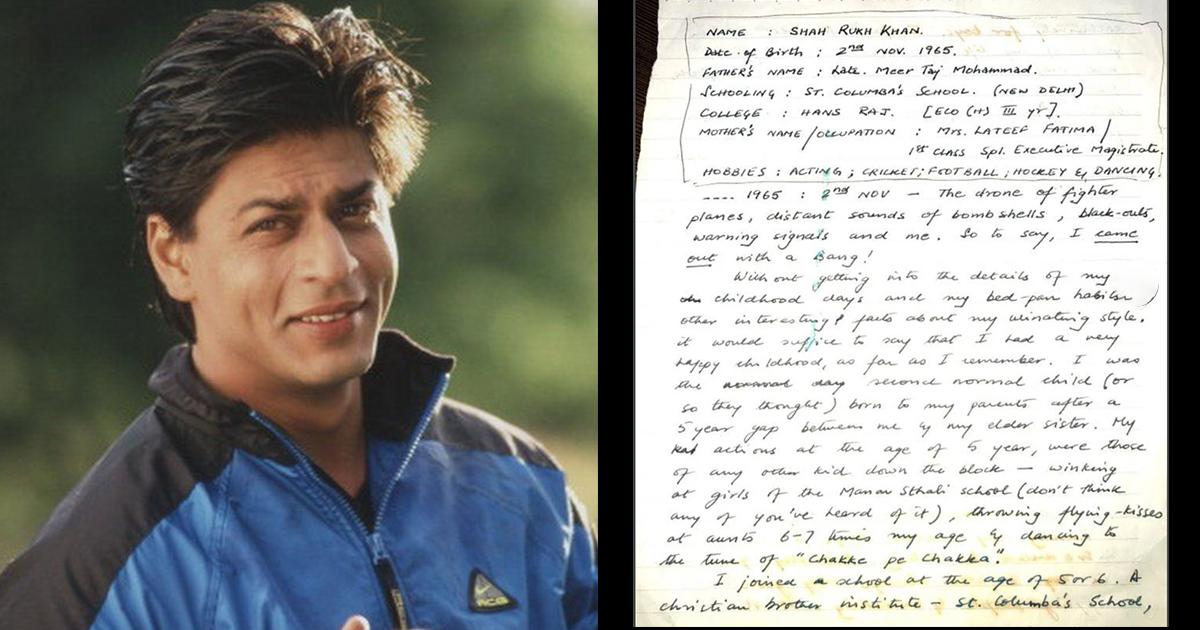 SRK's Old Handwritten Journal About Life Journey Goes Viral