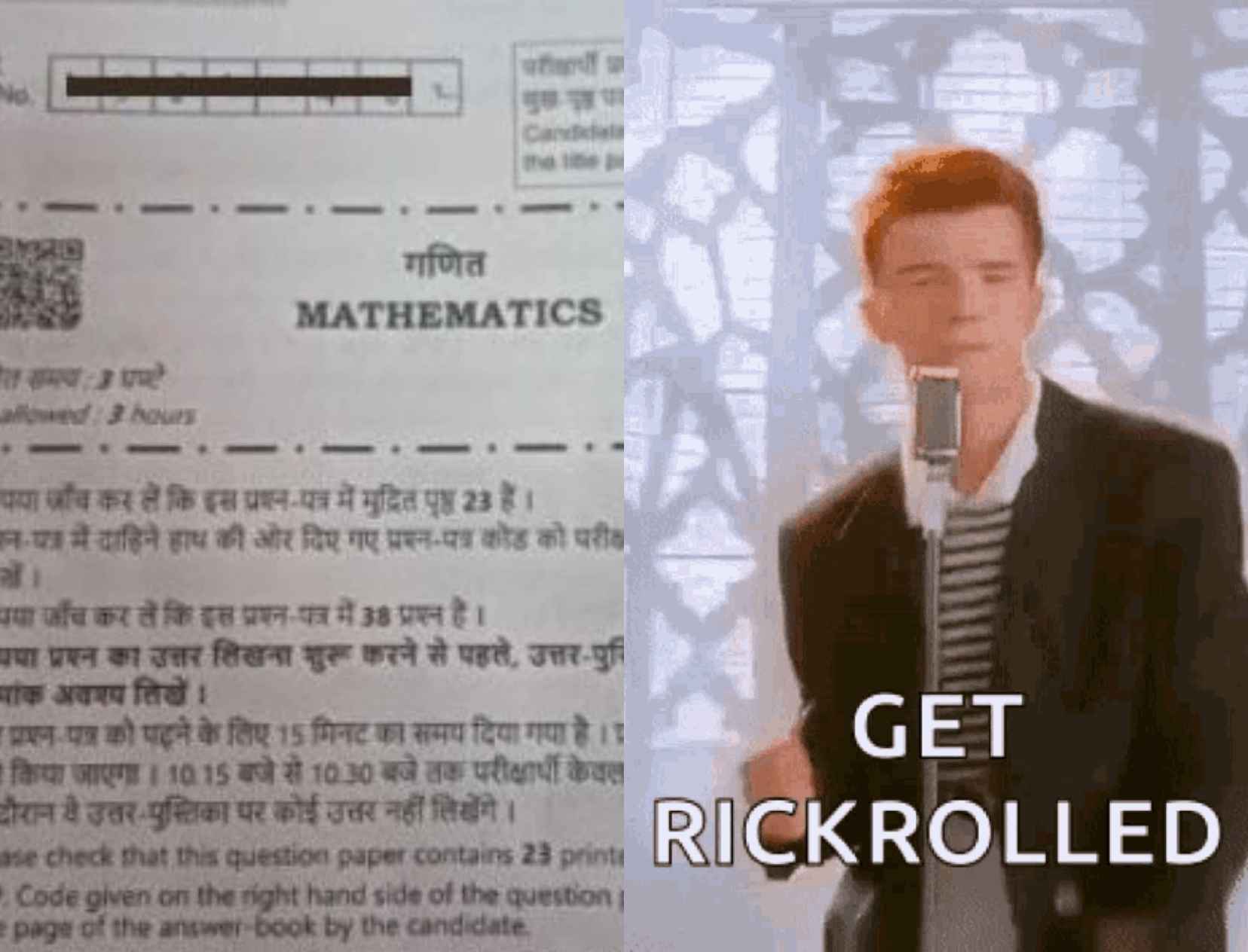 CBSE Class 12 Students Got Rickrolled During Their Maths Exam, But Was ...